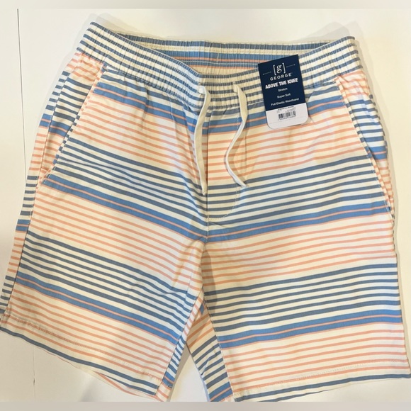 George | Shorts | Nwt George Mens Striped Above The Knee With Stretch ...